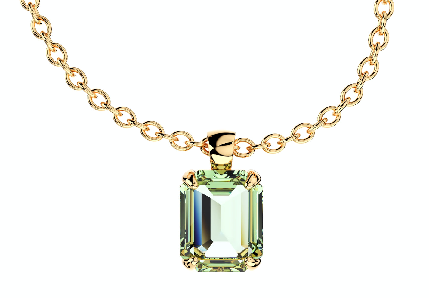 Emerald Cut Gemstone Gold Pendant CAD Design-JCNP-05 3D Print Model ...