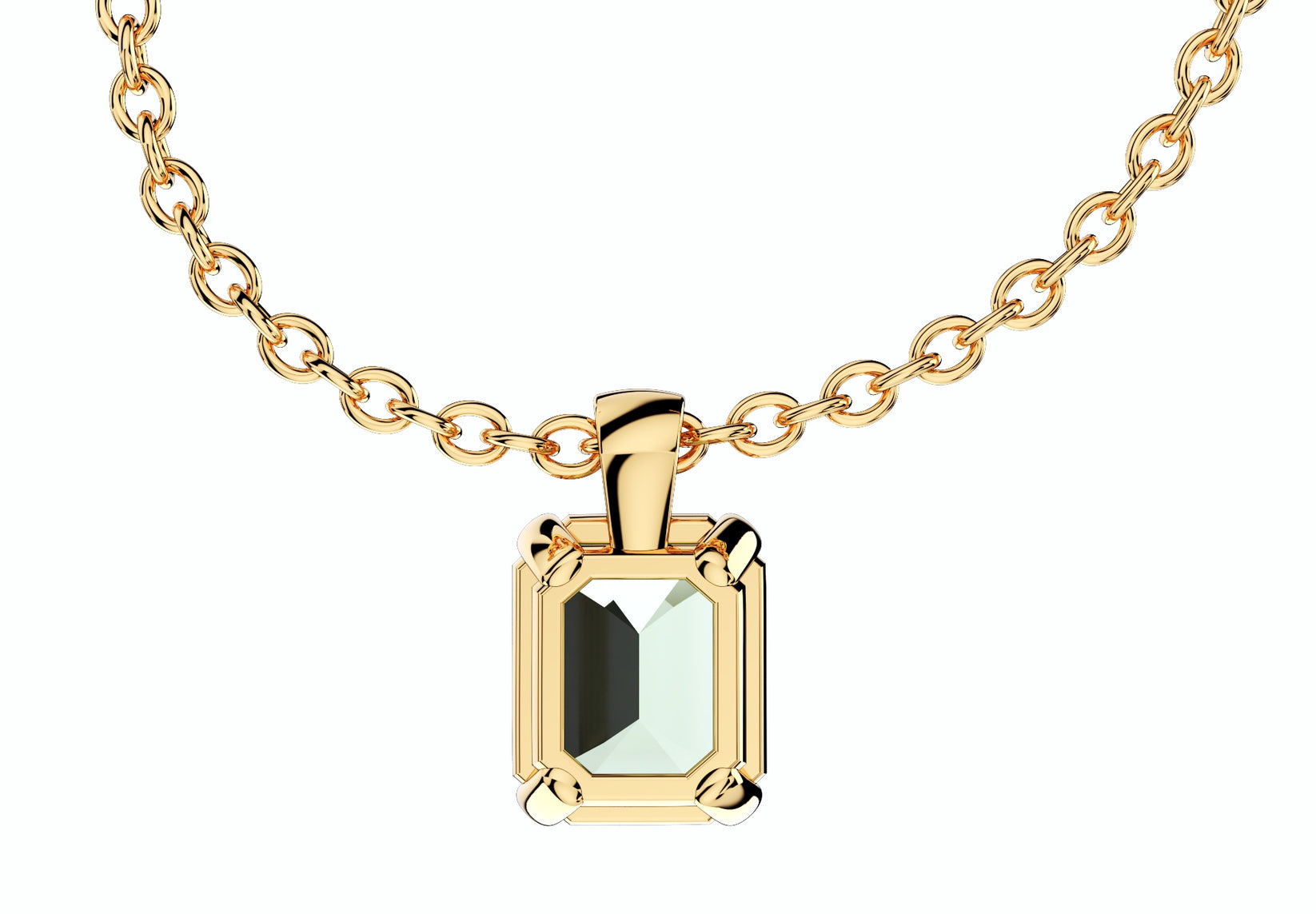 Emerald Cut Gemstone Gold Pendant CAD Design-JCNP-05 3D Print Model ...