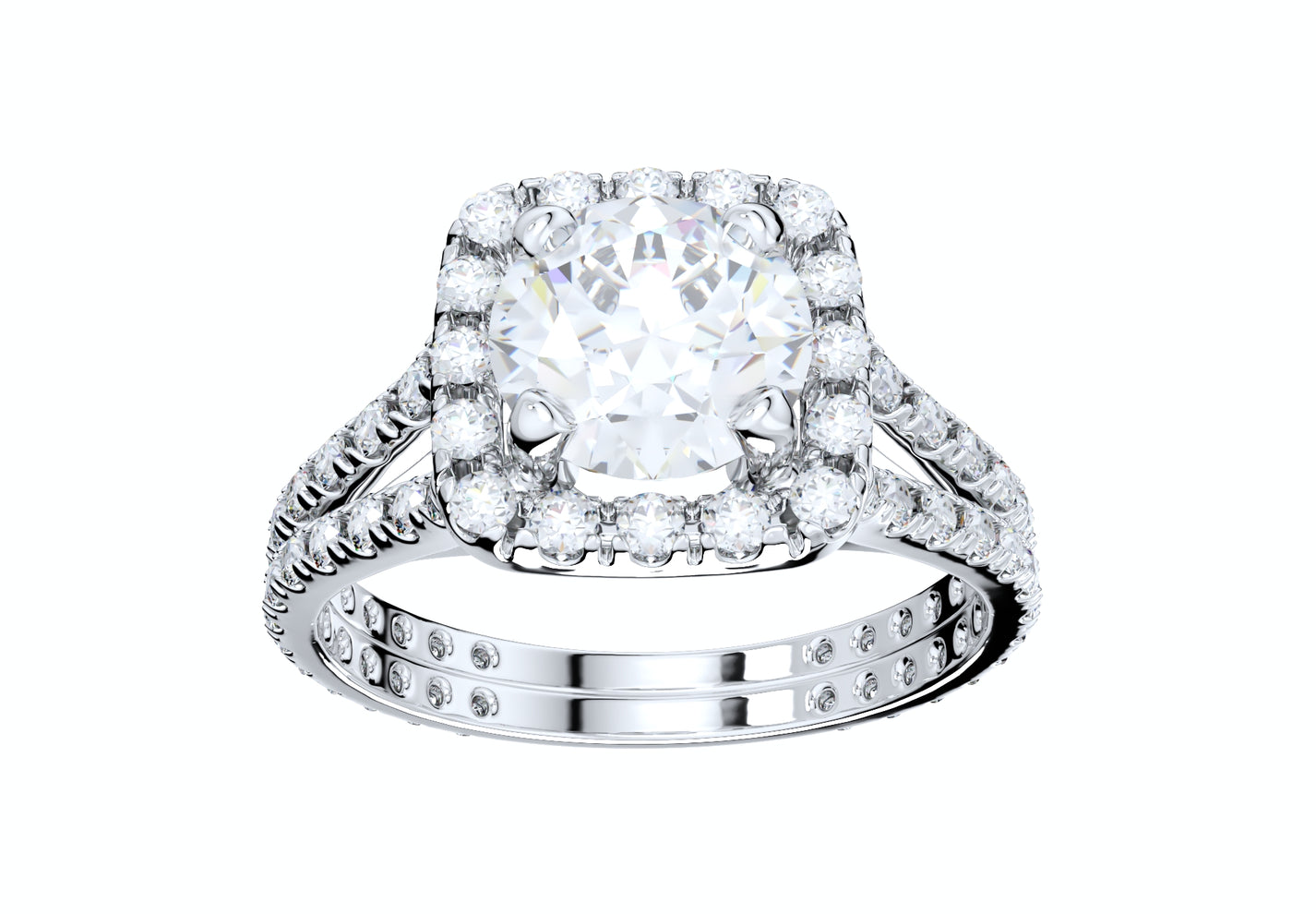 Diamond Round Halo Engagement Ring 3D CAD Design 3D Print Model-O-1-10 ...