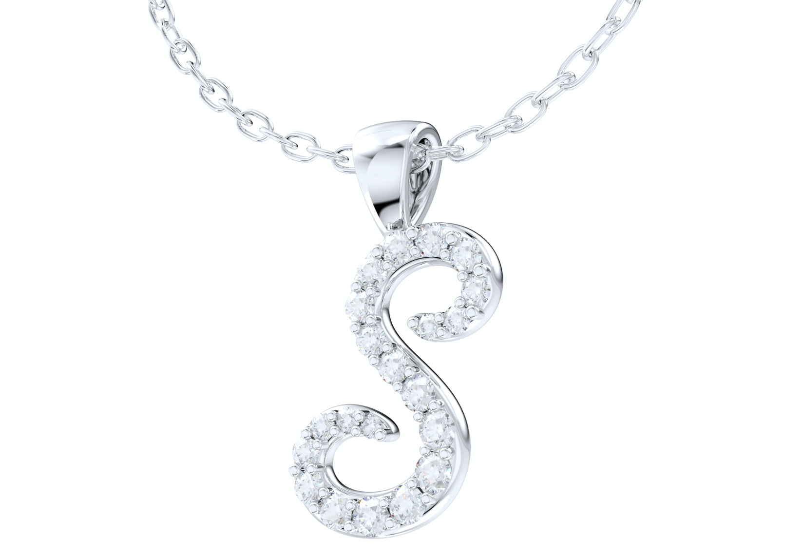 S Font Name Pendant With Diamond Setting-JDSS-SETTED 3D Print Model ...