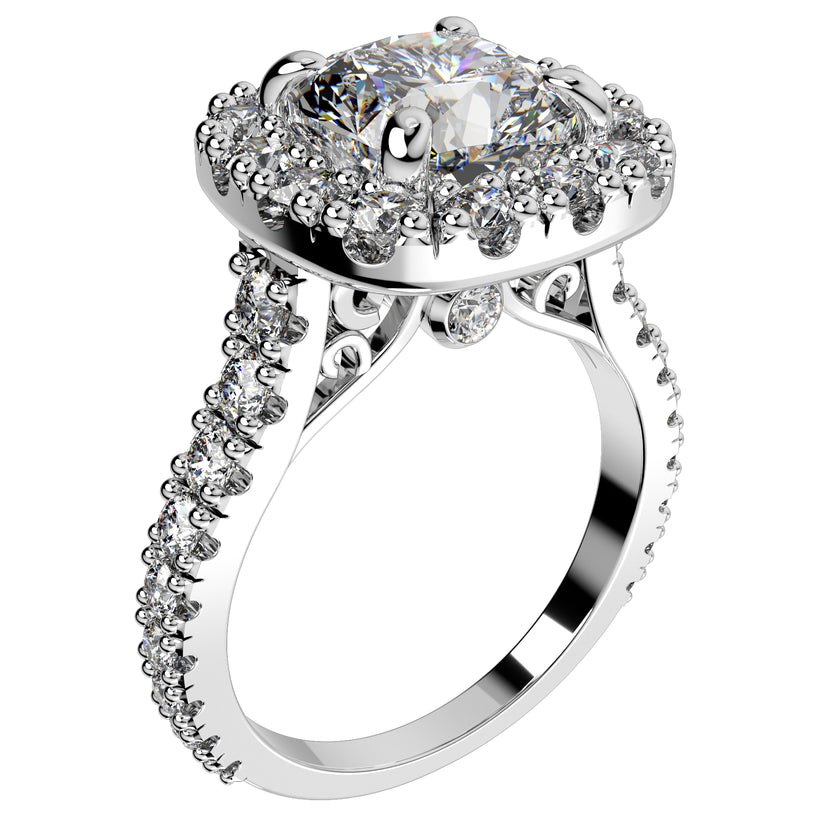 Halo Diamond Cushion Cut Engagement Ring CAD Design-O-1-109 – Jewelry ...