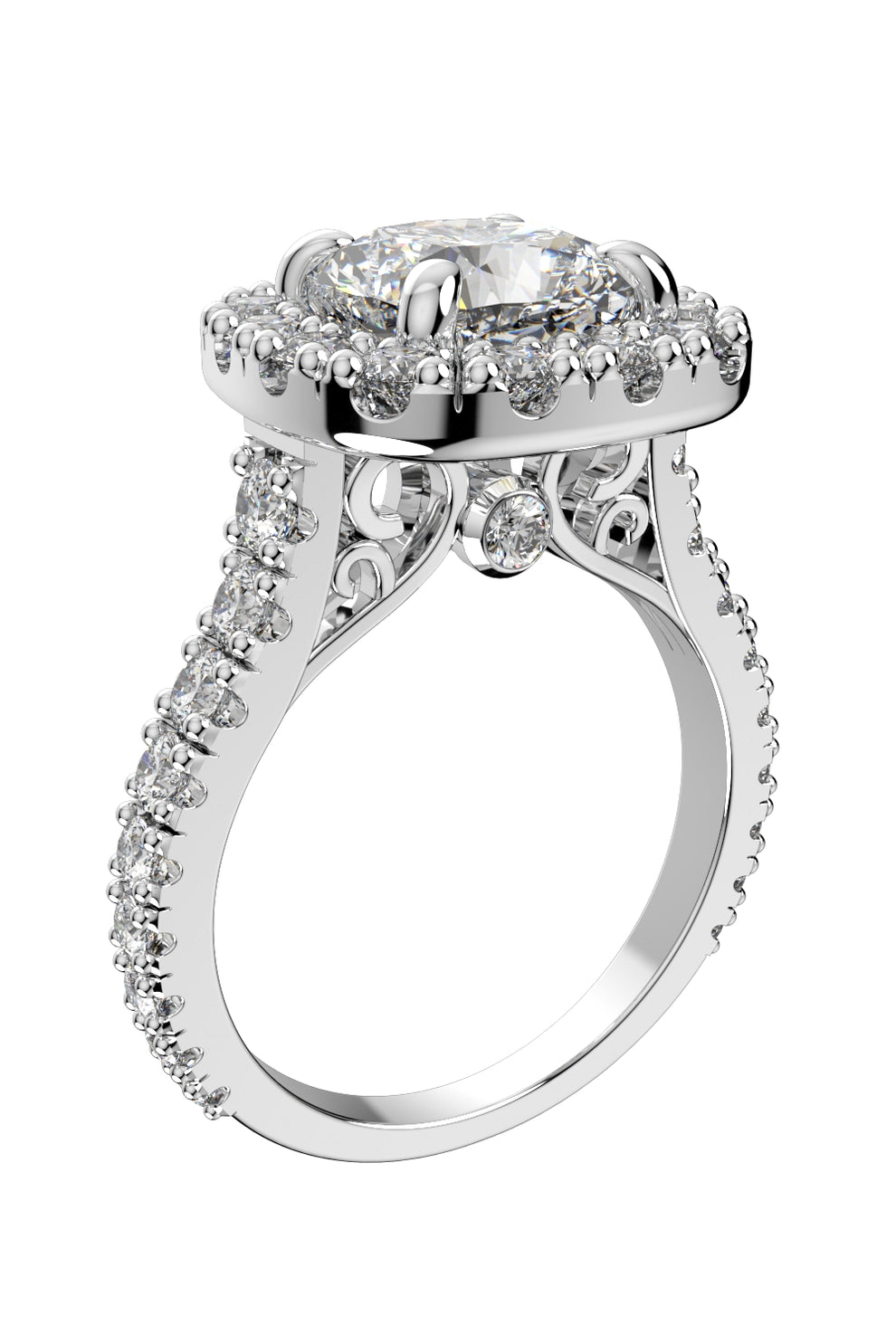 Halo Diamond Cushion Cut Engagement Ring CAD Design-O-1-109 – Jewelry ...