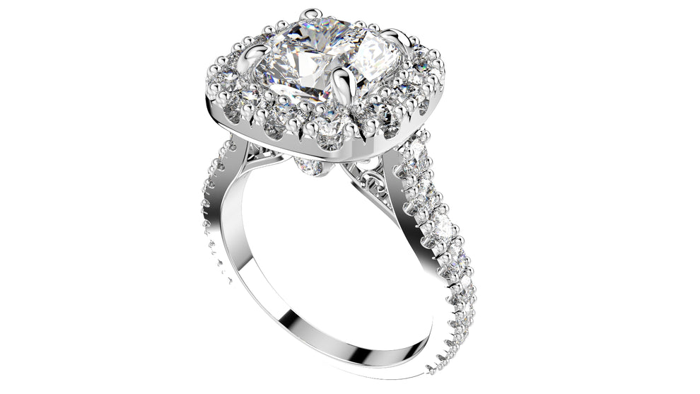 Halo Diamond Cushion Cut Engagement Ring CAD Design-O-1-109 – Jewelry ...